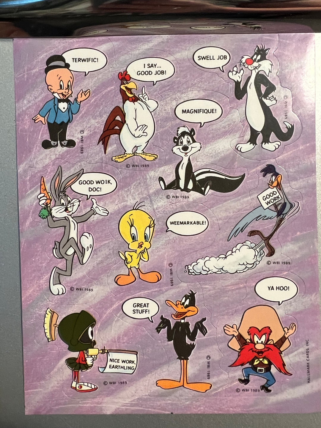 Vintage 80s Looney Tunes Sticker Sheet, Bugs Bunny, Pepe Le Pew, Elmer ...