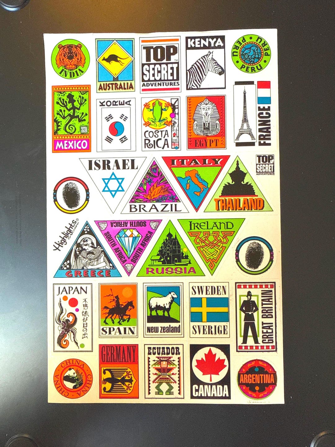 Vintage 1990s Highlights Magazine World Countries Sticker Sheet - Etsy