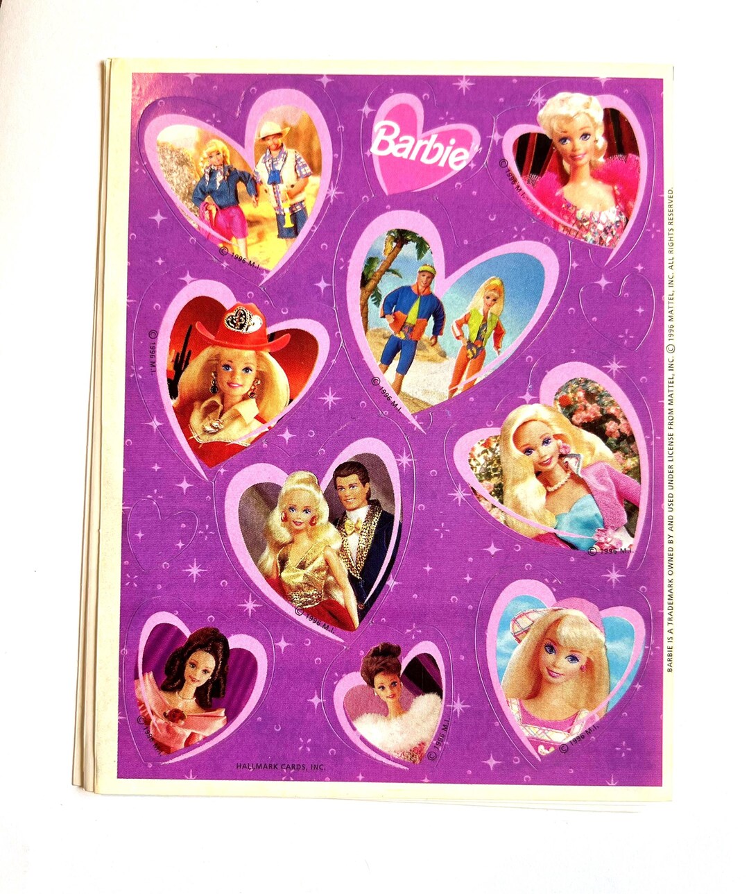 Vintage 1996 Barbie Heart Sticker Sheet - Etsy
