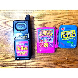 Vintage 1990s Novelty Gum in Containers; Flip Phone, Bubble Locker ...