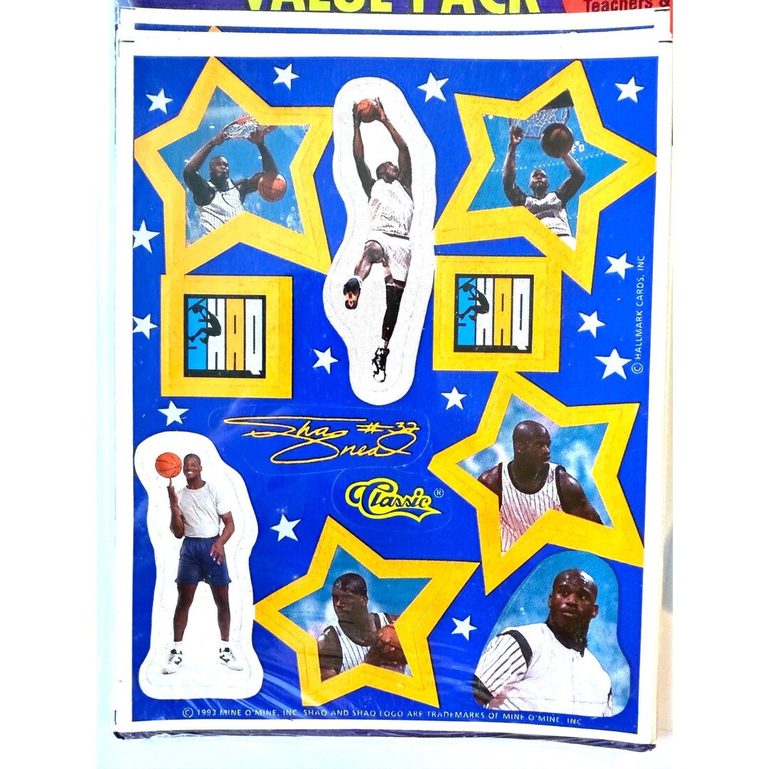 Vintage 1990s Shaquille O'neal Basketball Sticker Sheet, Hallmark ...