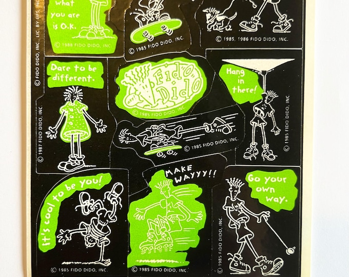 Vintage 1985 Fido Dido RARE Cartoon Sticker Sheet, Hallmark - Etsy