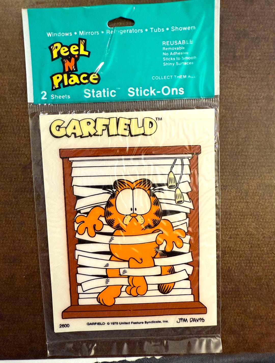 Vintage 1979 Garfield Static Stick Ons Window Clings Pack, 2 Sheets ...