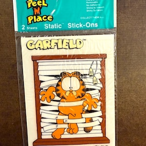 Vintage 1979 Garfield Static Stick Ons Window Clings Pack, 2 Sheets ...