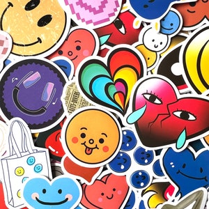 50 Hearts and Smiley Faces Stickers for Your Water Bottle, Laptop ...
