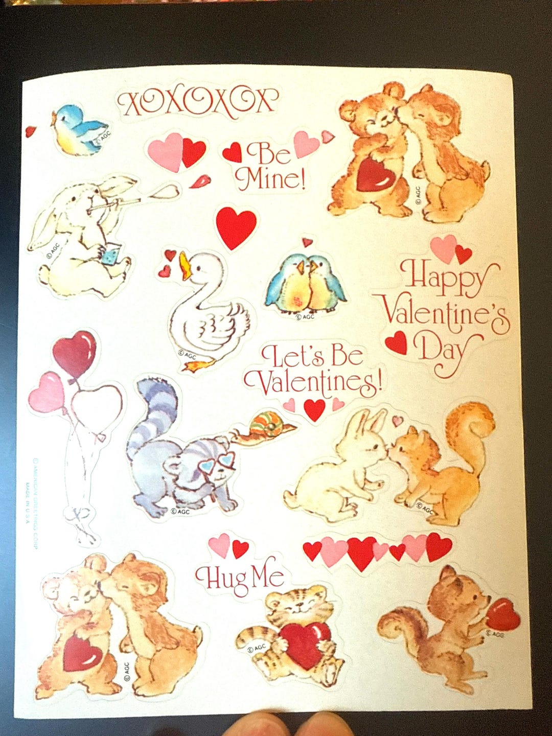 Vintage 1990s Cute Fluffy Animals Valentine’s Sticker Sheet, Valentine ...