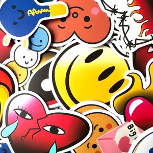 50 Hearts and Smiley Faces Stickers for Your Water Bottle, Laptop ...