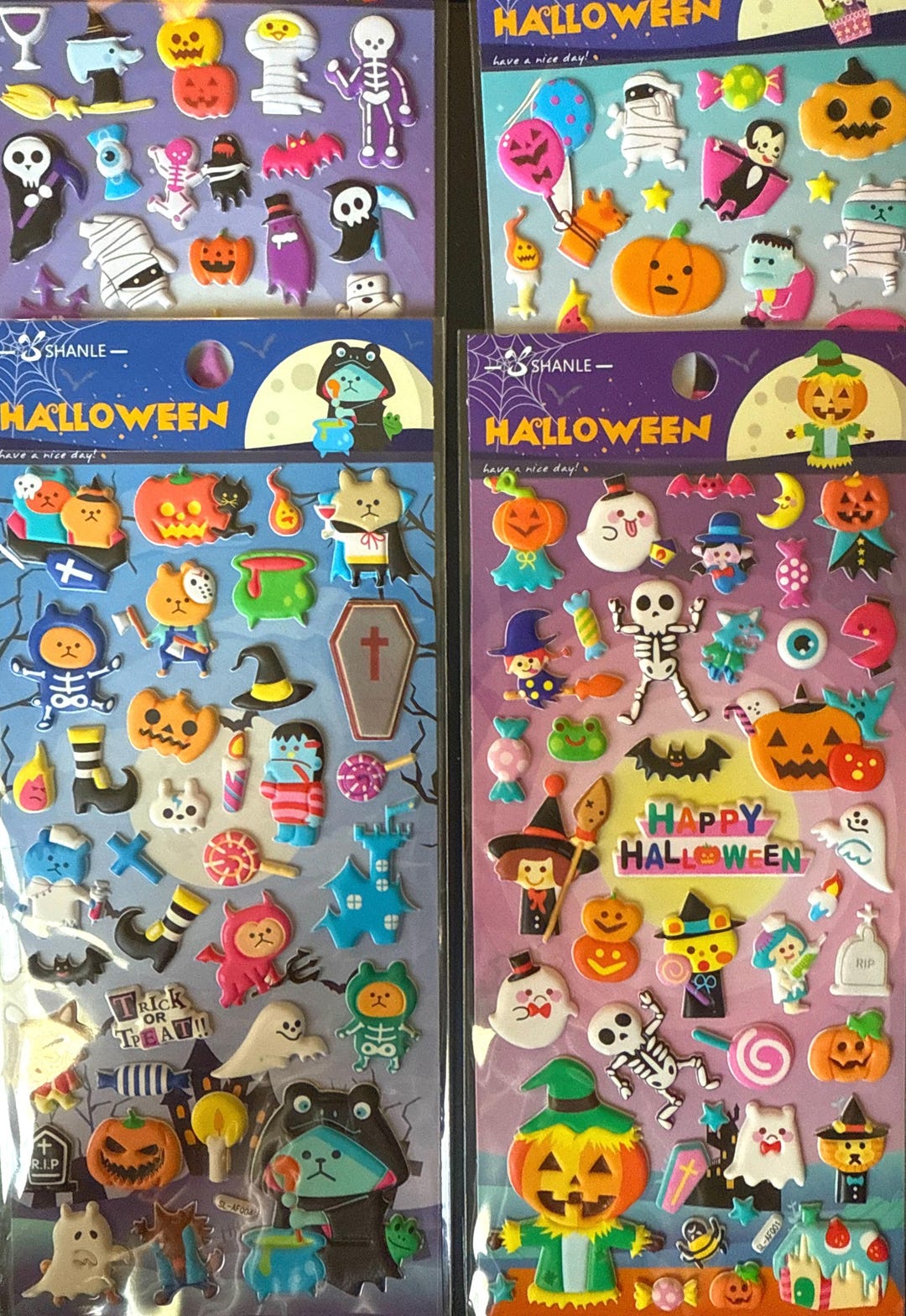 Puffy Halloween Sticker Pack; Your Choice! Pumpkins, Dracula, Witch ...
