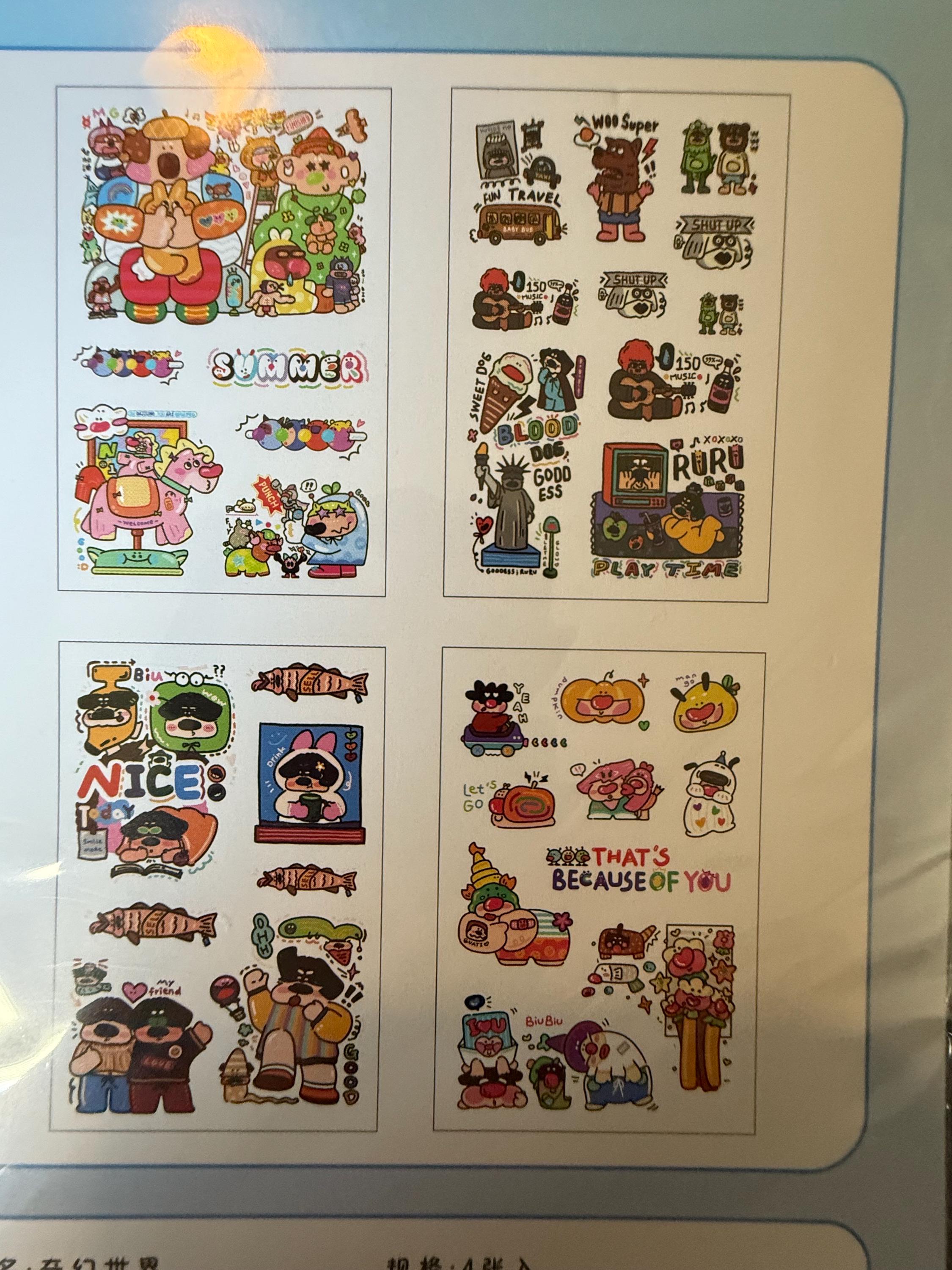 Colorful Cartoons Sticker Pack (4 Sheets); Your Choice - Etsy