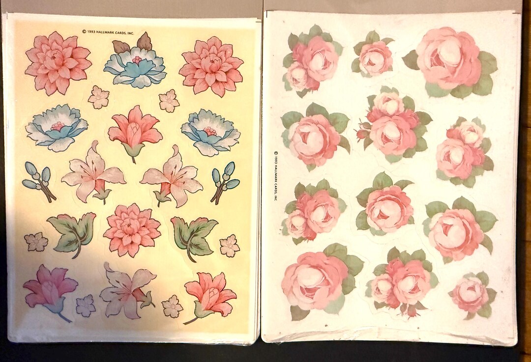2 Sheets Vintage 1990s Flowers Floral Sticker Sheet, Hallmark - Etsy
