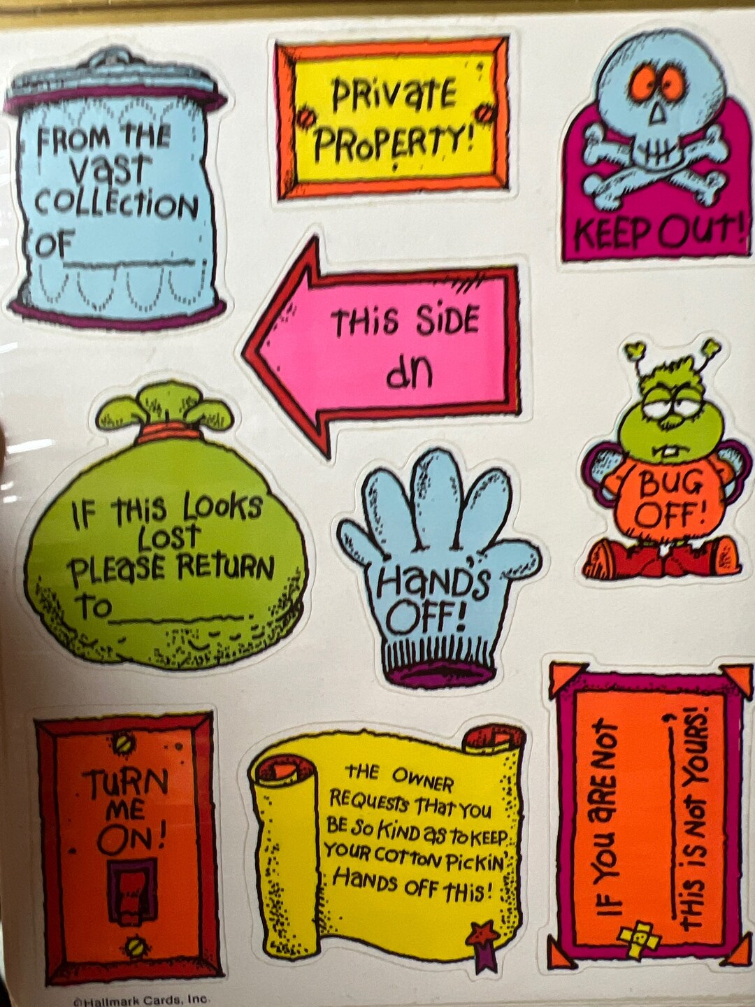 Vintage 80s Neon Sticker Sheets. Keep Out. Hands Off. Hallmark. - Etsy