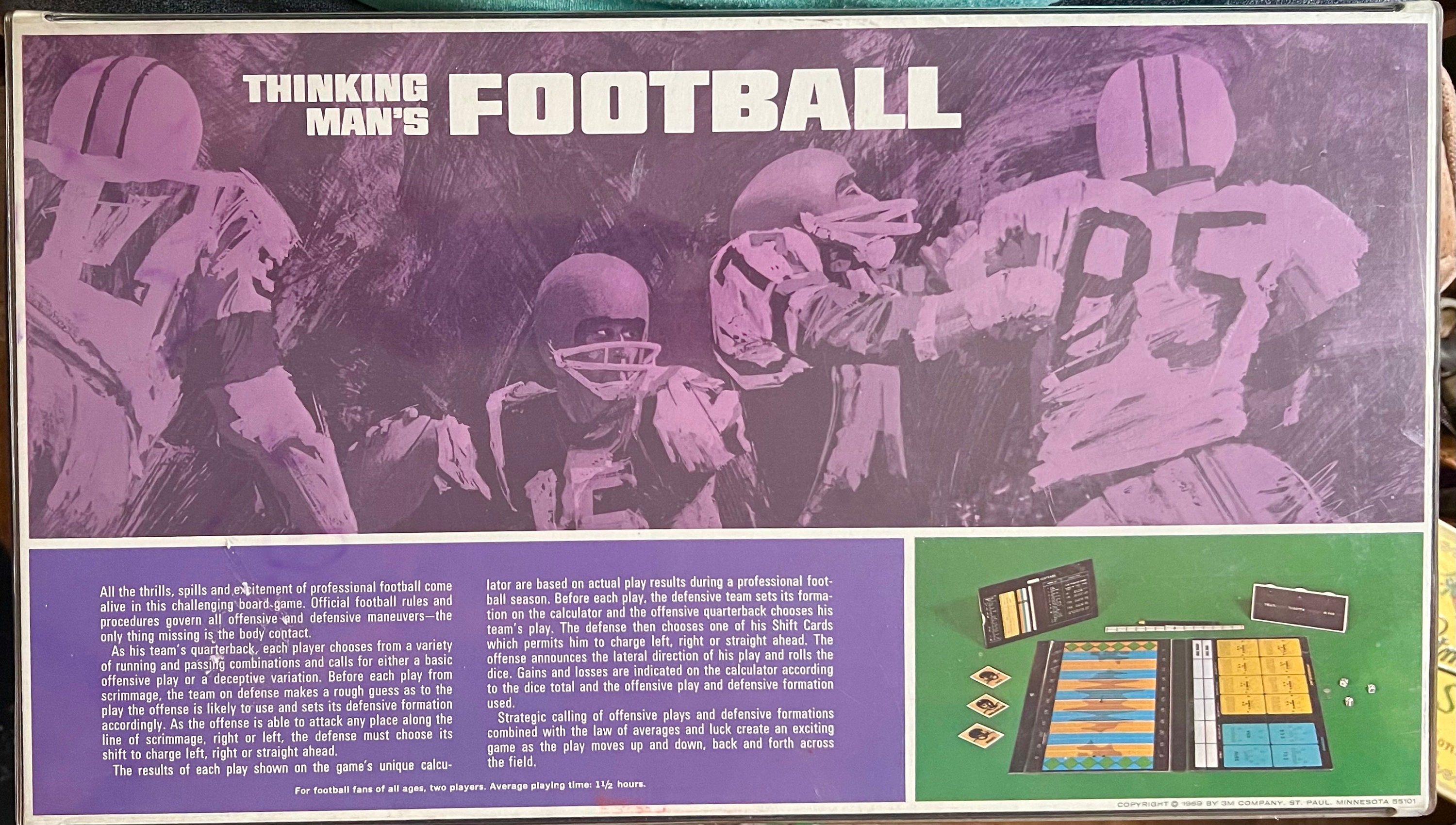 Vintage 1969 Thinking Mans Football Board Game. A 3M Sports - Etsy