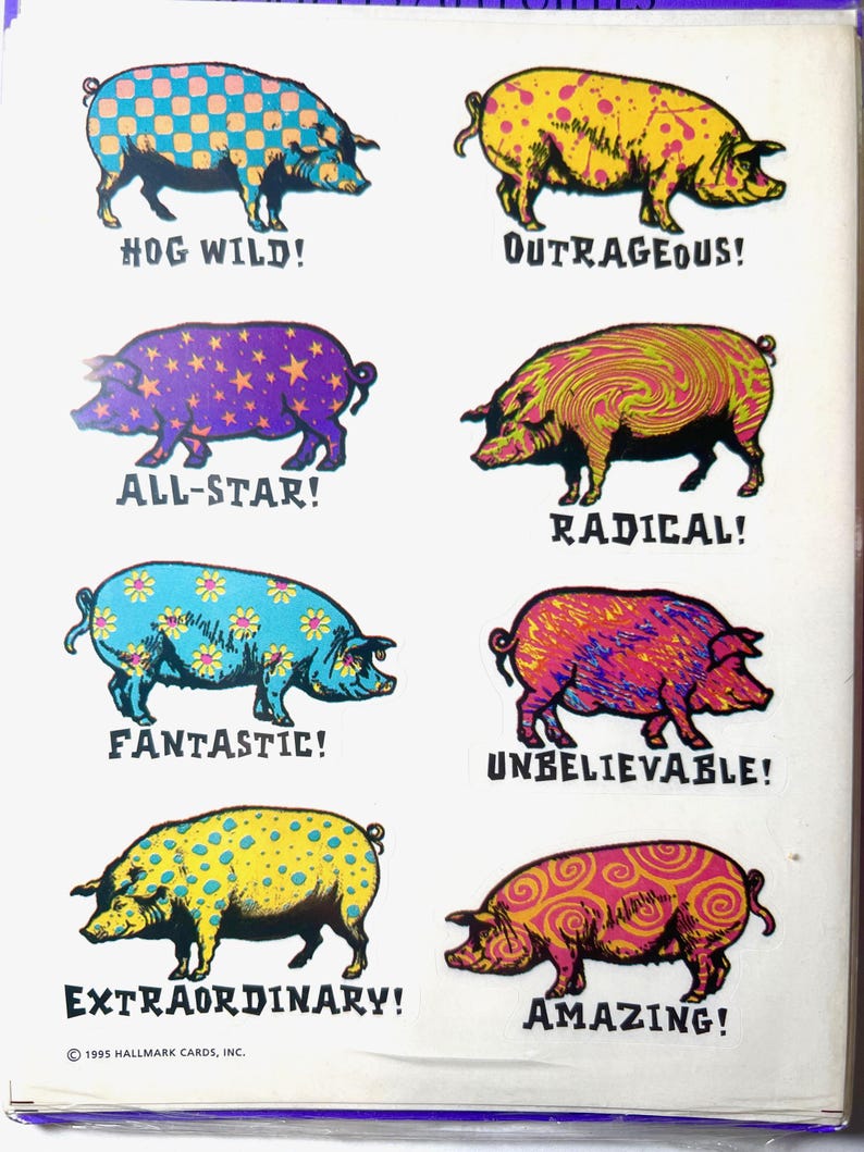 Vintage 1990s Pigs Hogs Sticker Sheet - Etsy