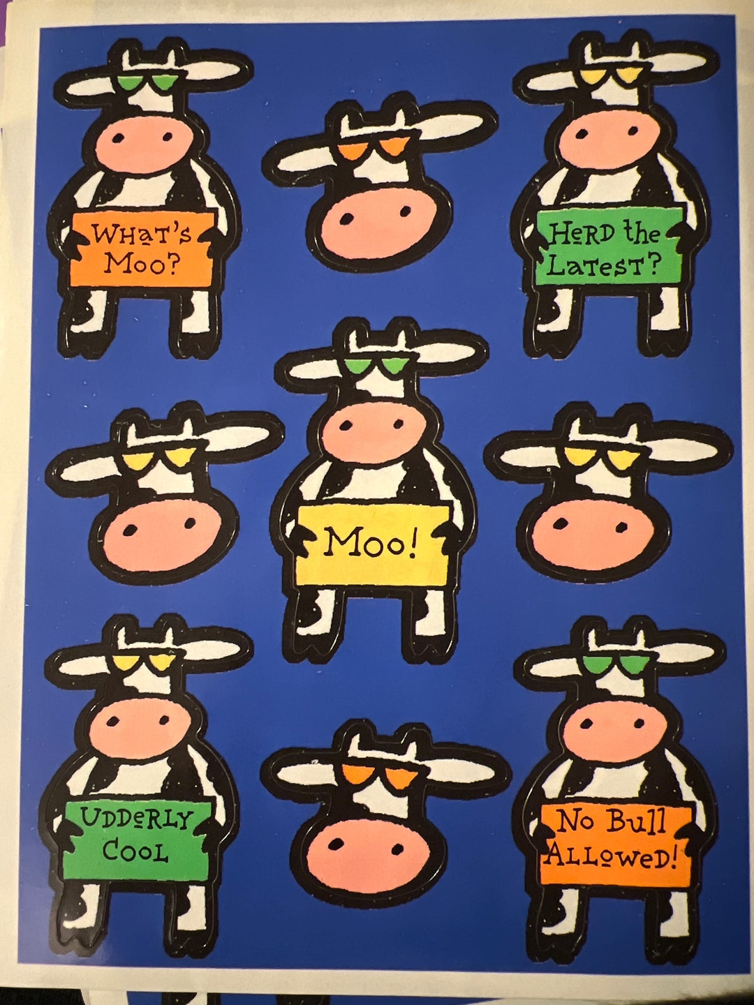 Vintage Cow Sticker Sheets. Hallmark . 1 Sheet. - Etsy