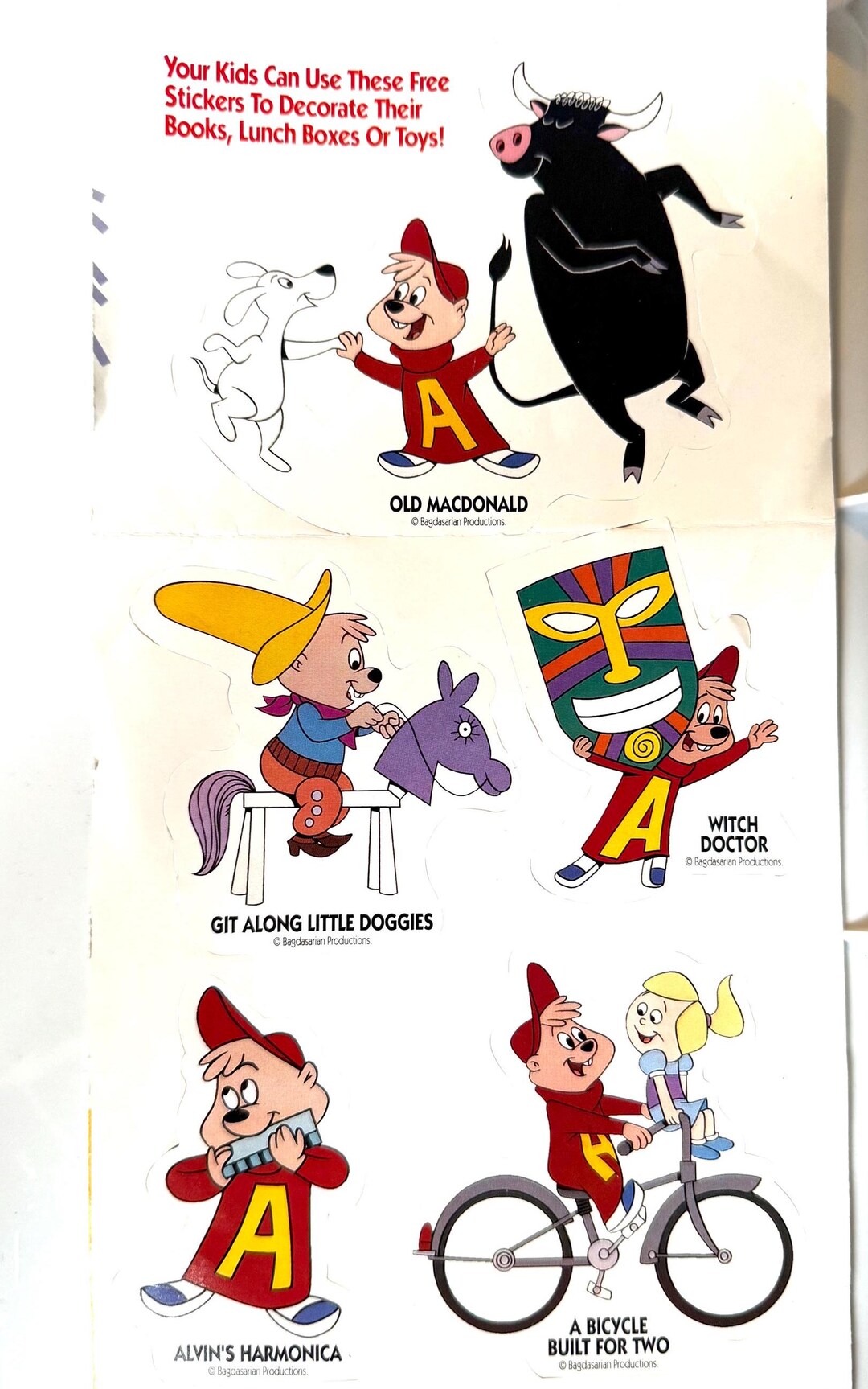Vintage Alvin and the Chipmunks Sticker Sheet, Rare! - Etsy