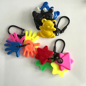 Vintage 1980s Kitschy Keychains, Hands, Stars, Teddybears, Plastic ...