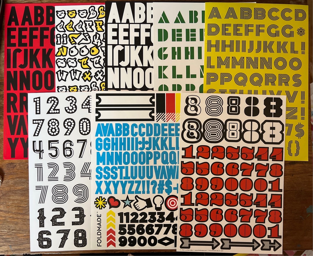 Letter & Number Sticker Grab Bag. Different Styles and Colors. Graphic ...