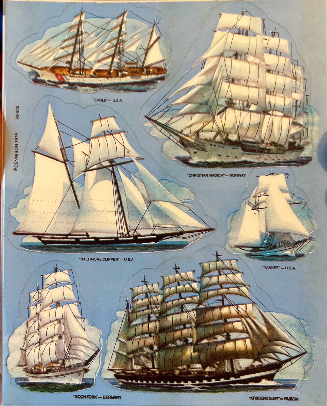 Vintage 1979 Clipper Ship Sailboat Sticker Sheet. Dennison. - Etsy