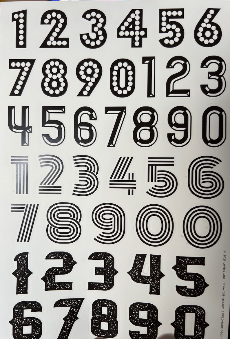 Letter & Number Sticker Grab Bag. Different Styles and Colors. Graphic ...