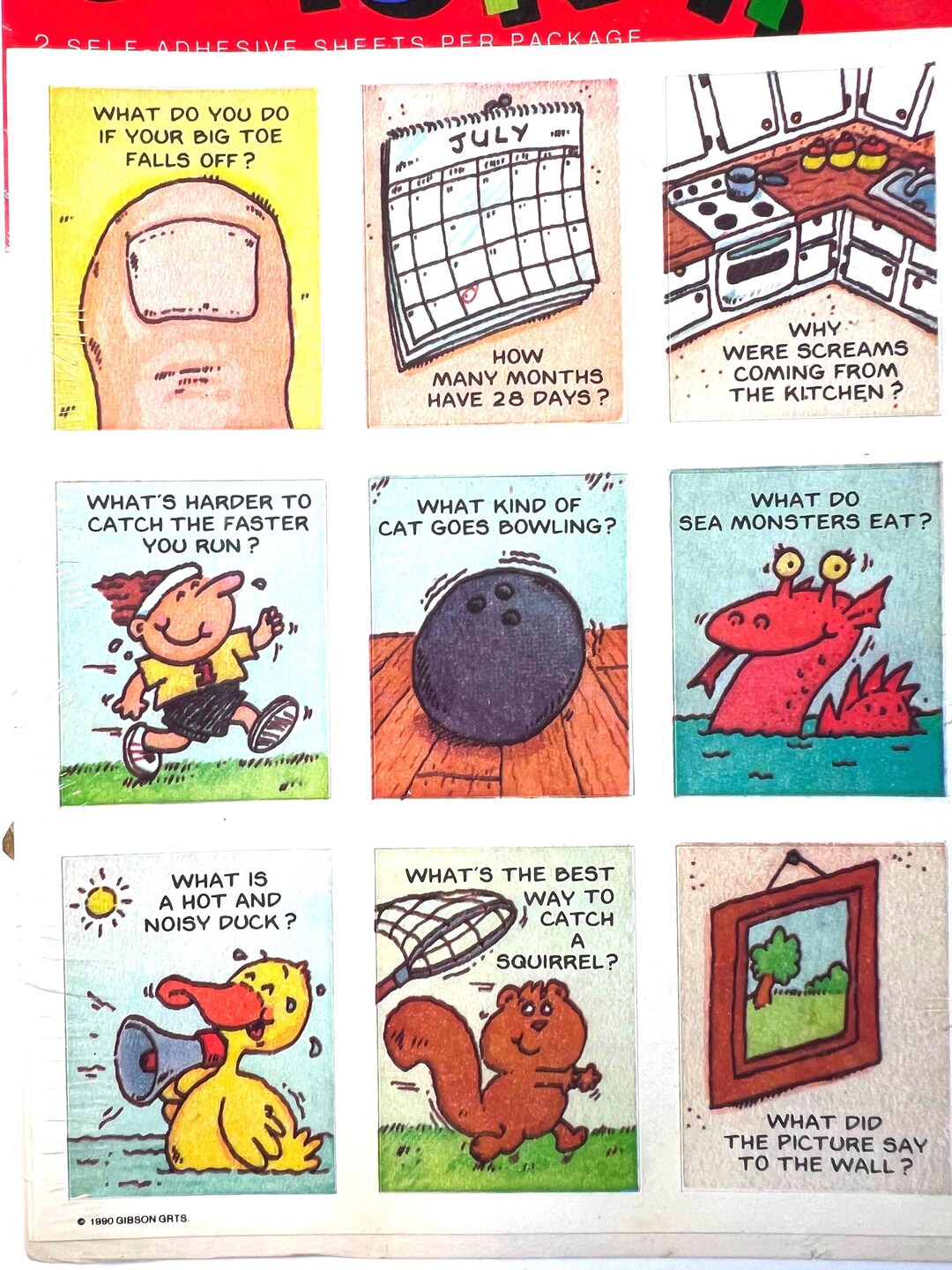 Vintage 1990 Riddle Joke Cartoon Sticker Sheet, Hallmark - Etsy