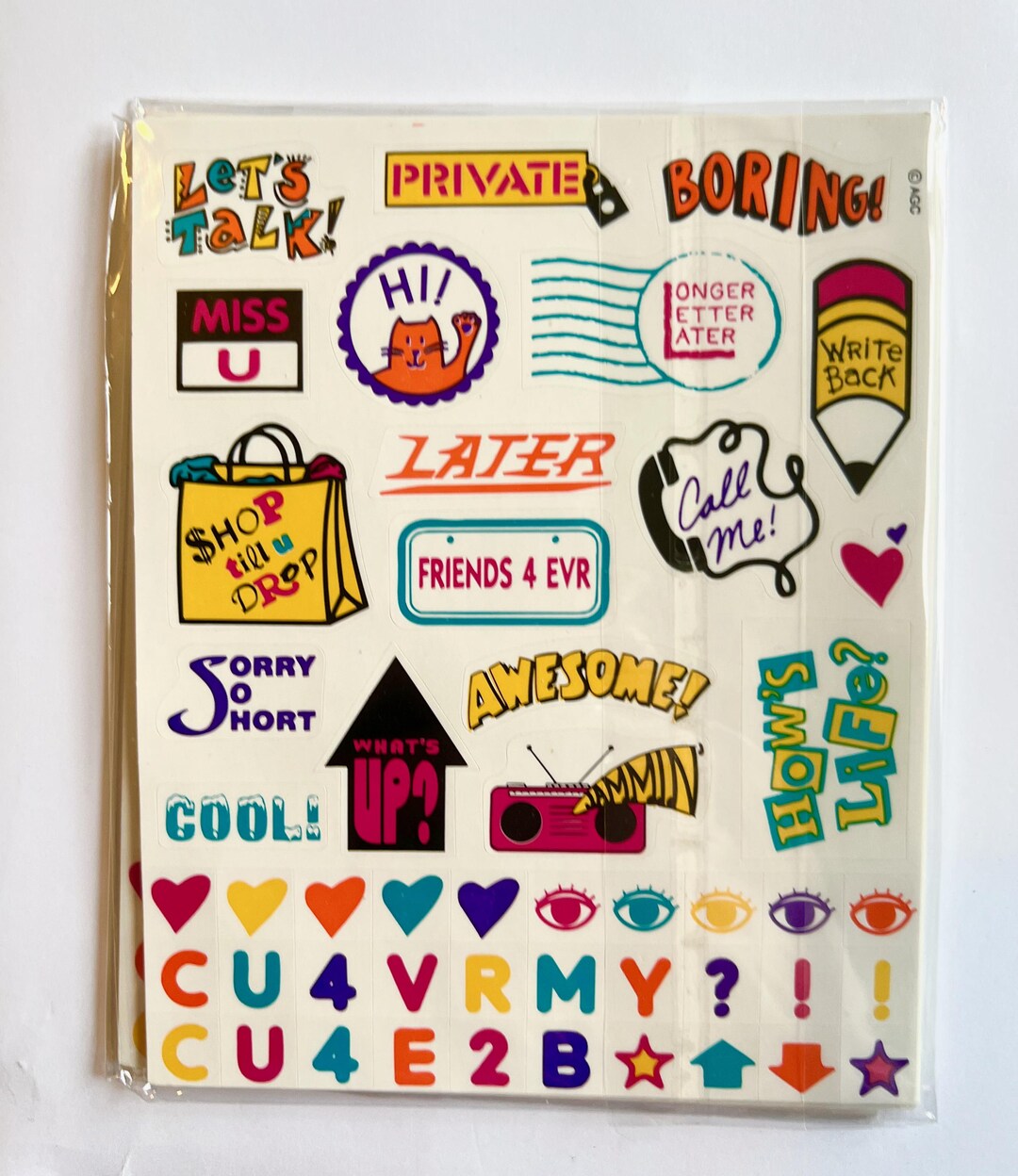 Vintage 1980s Sayings and Kitschy Phrases and Symbols Sticker Sheet ...