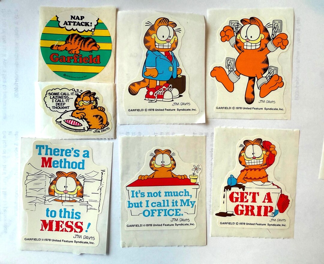 Vintage 1978 Garfield Cat Cartoon Single Sticker, Your Choice - Etsy