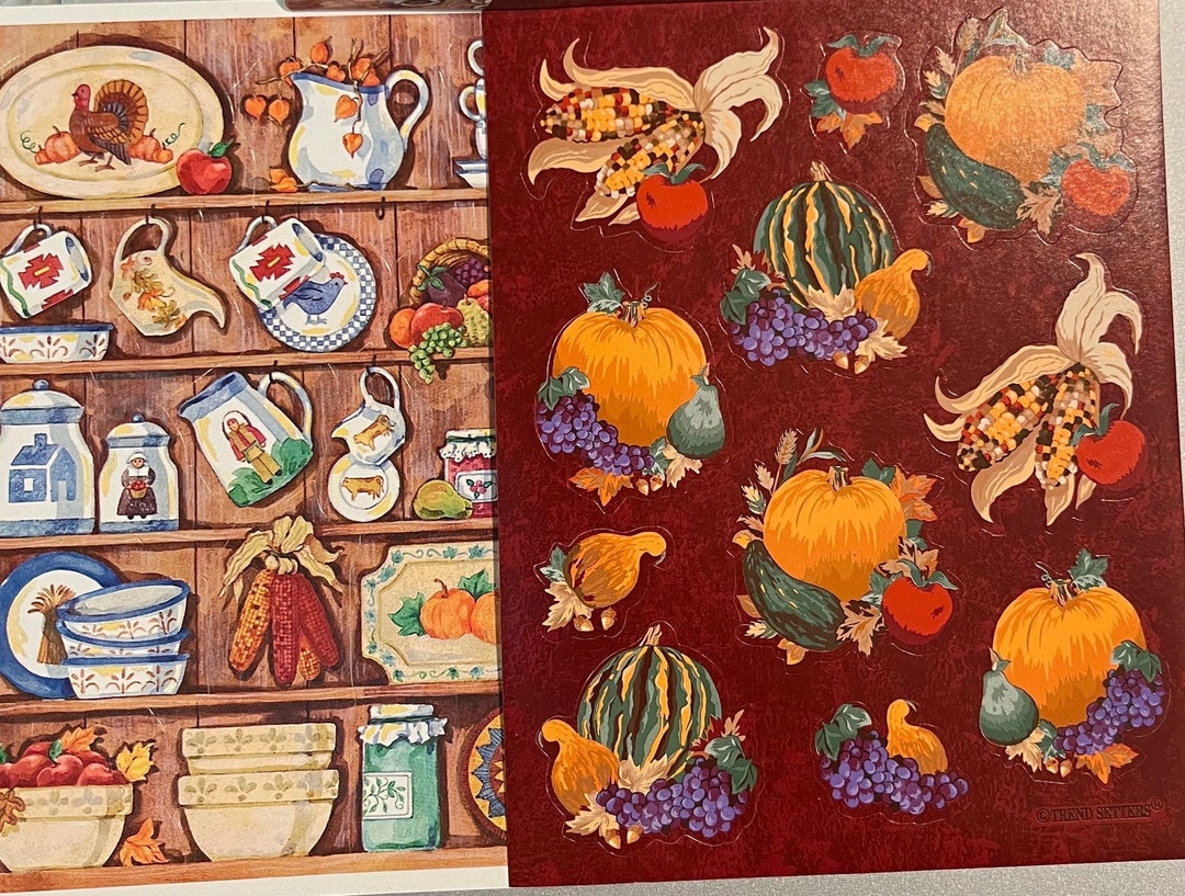 Vintage 90s Autumn Fall Thanksgiving Sticker Sheet, Your Choice ...