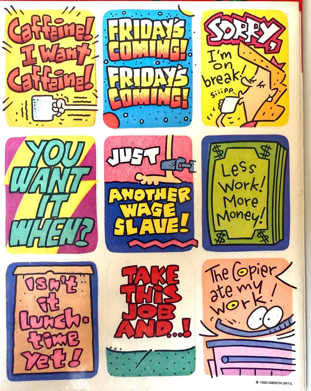 Vintage 1990 Workplace Office Job Sayings Sticker Sheet, Gibson - Etsy