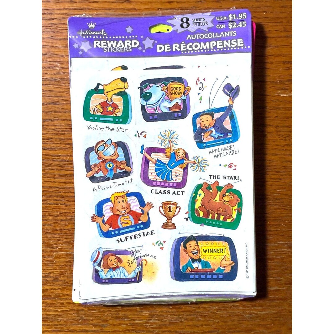 8 Sheet PACK Vintage 1995 Reward Achievement Stickers, Superstar, TV ...
