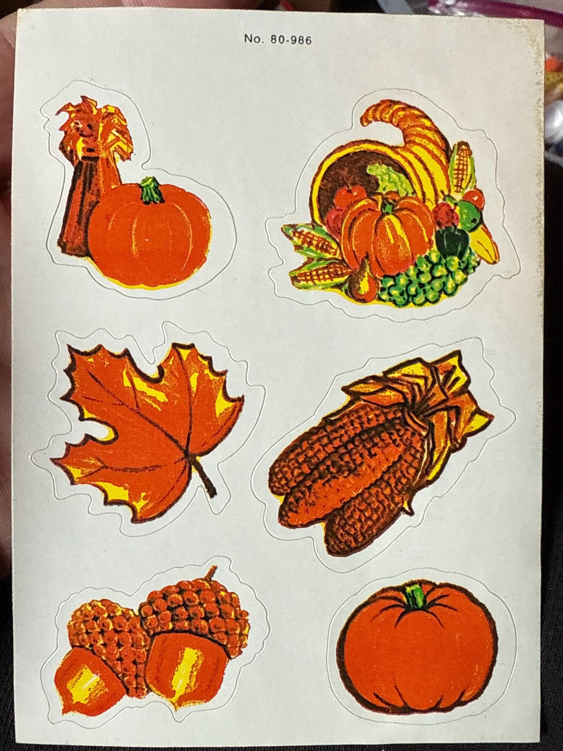 Vintage 1970s Autumn Fall Leaves Cornucopia Sticker Sheet - Etsy