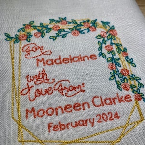 Floral Rose Border Quilt Label, Personalised, Handmade, Patchwork, Made ...