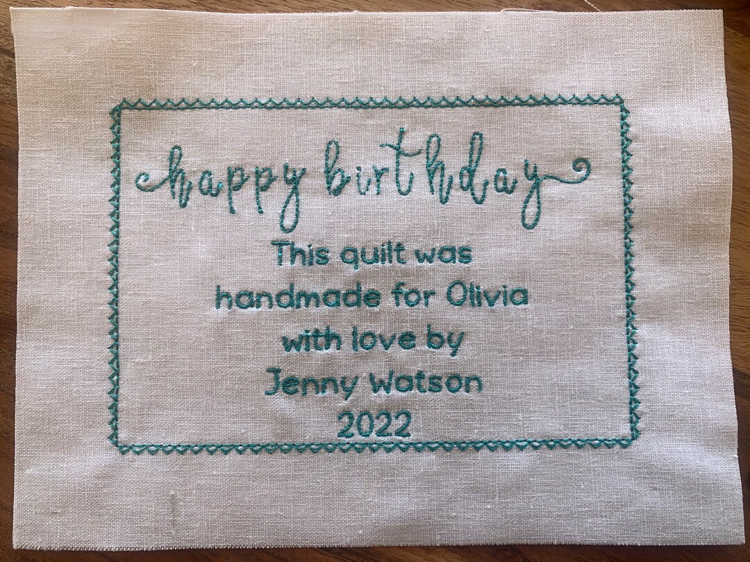 Birthday Quilt Label, Personalised, Handmade, Patchwork, Patchwork ...