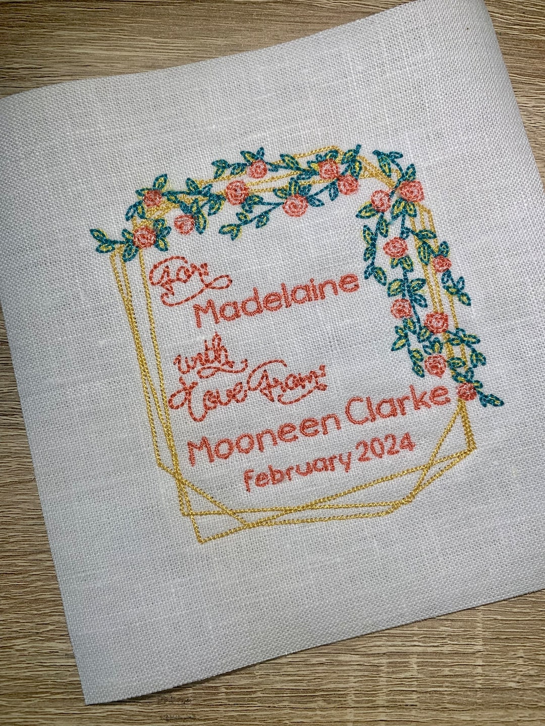 Floral Rose Border Quilt Label, Personalised, Handmade, Patchwork, Made ...