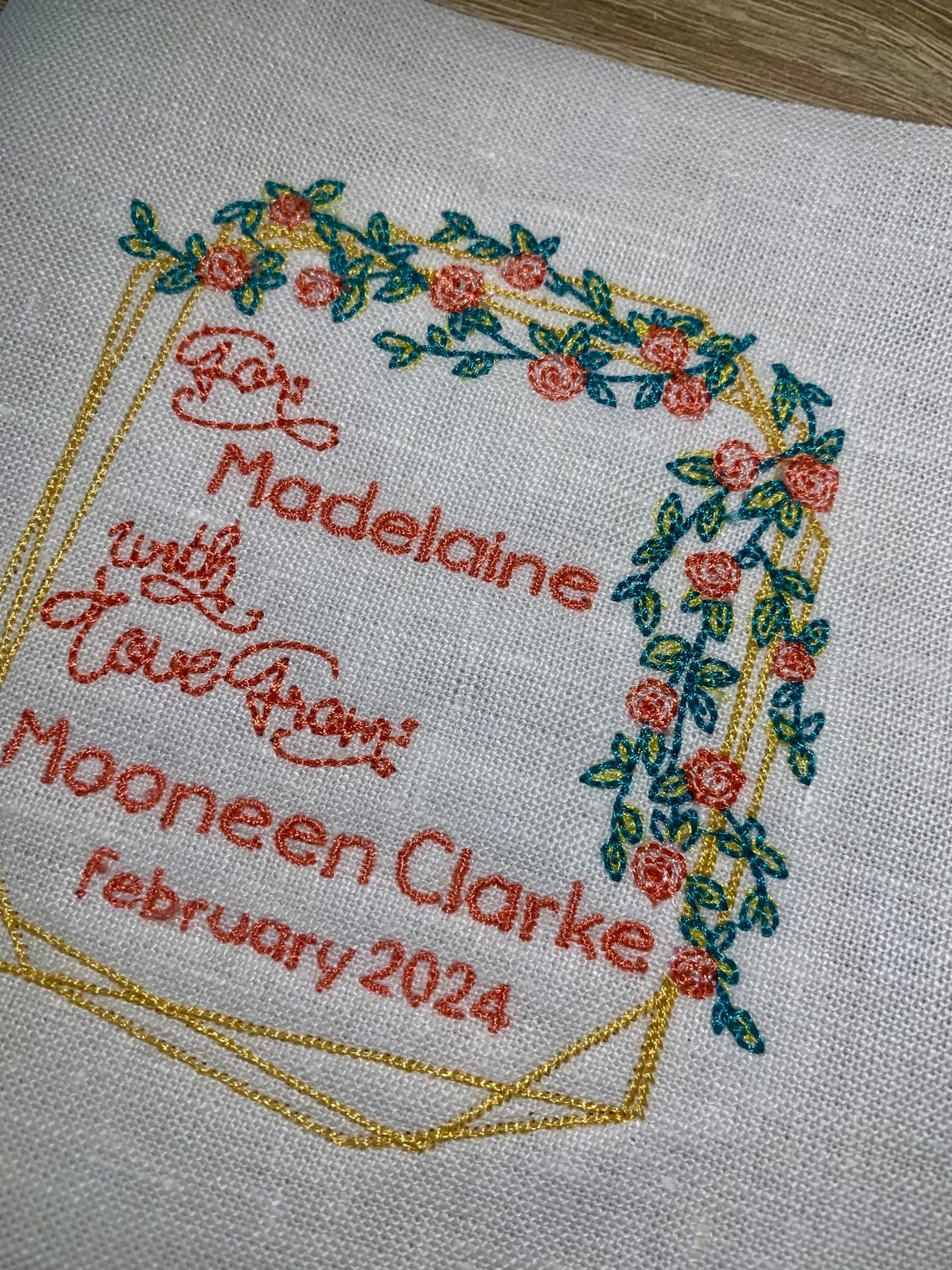 Floral Rose Border Quilt Label, Personalised, Handmade, Patchwork, Made ...