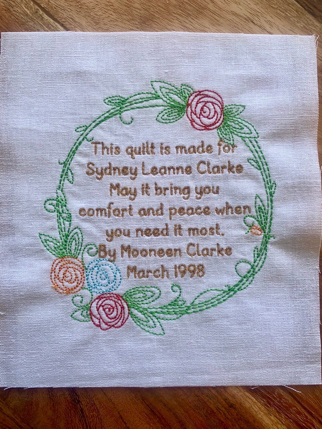 Custom Quilt Label, Floral Wreath, Handmade, Patchwork, Machine ...