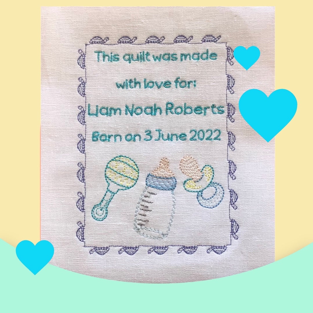 Baby Boy Quilt Label, Personalised, Handmade, Patchwork, Customised ...