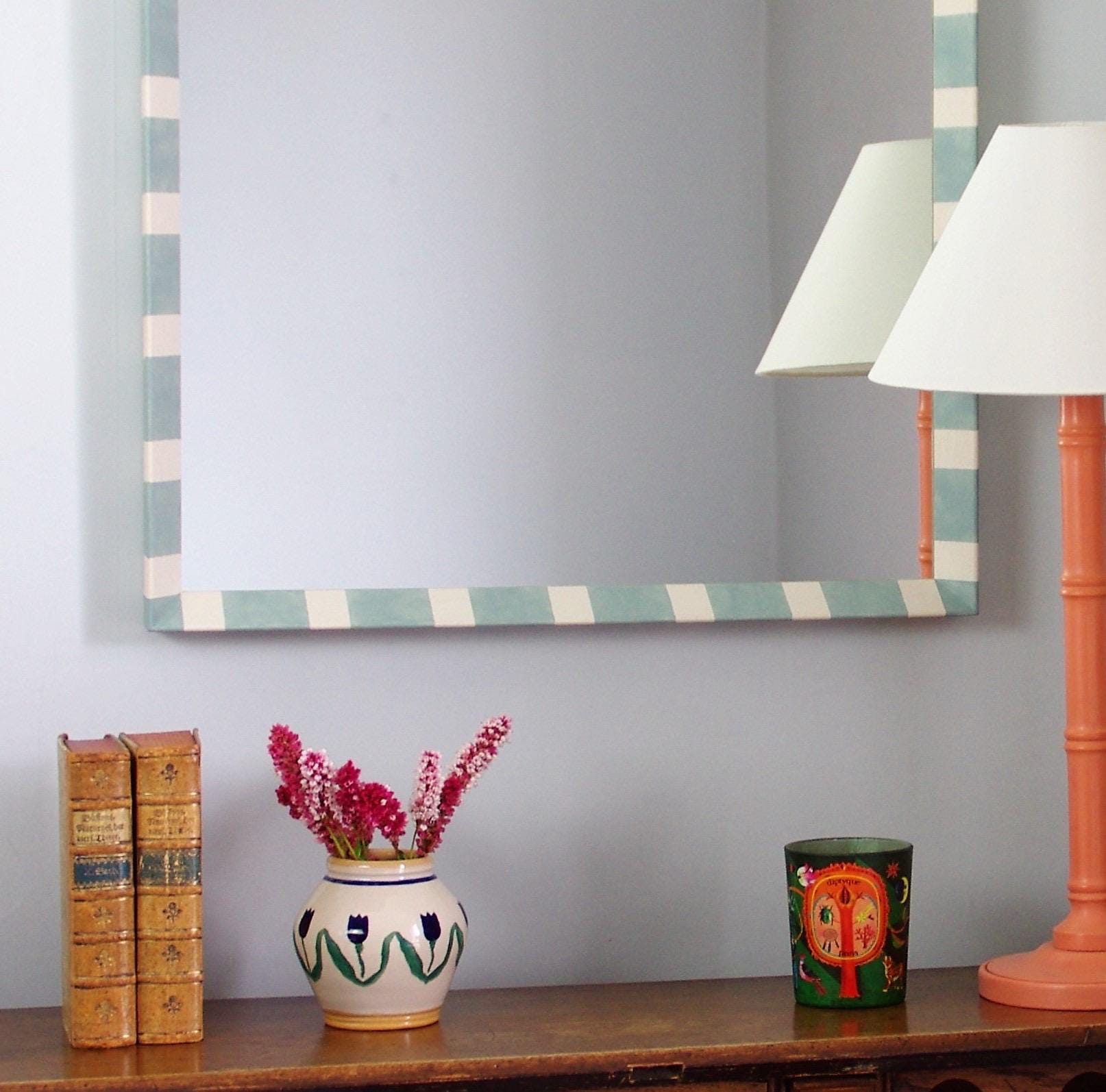 Striped Mirror - Blue & White - Etsy