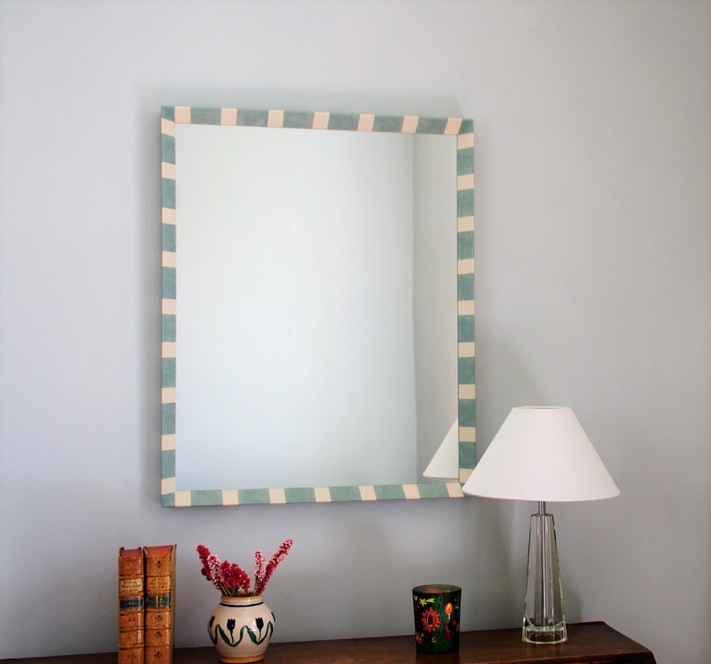 Striped Mirror - Blue & White - Etsy