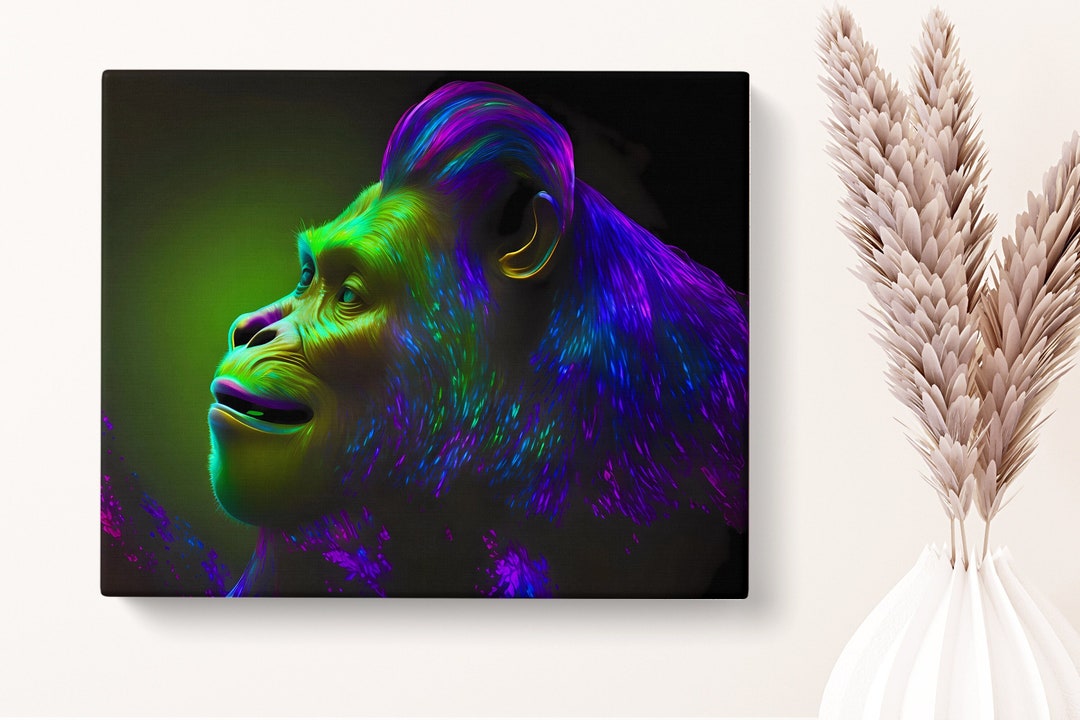 A Neon Ape Abstract Creature | Canvas Gallery Wraps | Canvas Wall Art ...