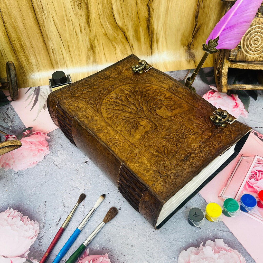 600 Pages Large Tree Leather Journal, Tree of Life Embossed Journal ...