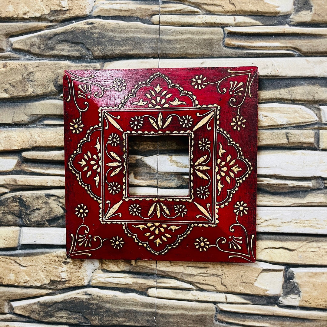 Antique Old Style Photo Frame Vintage Wood Hand Painted in Red Color ...