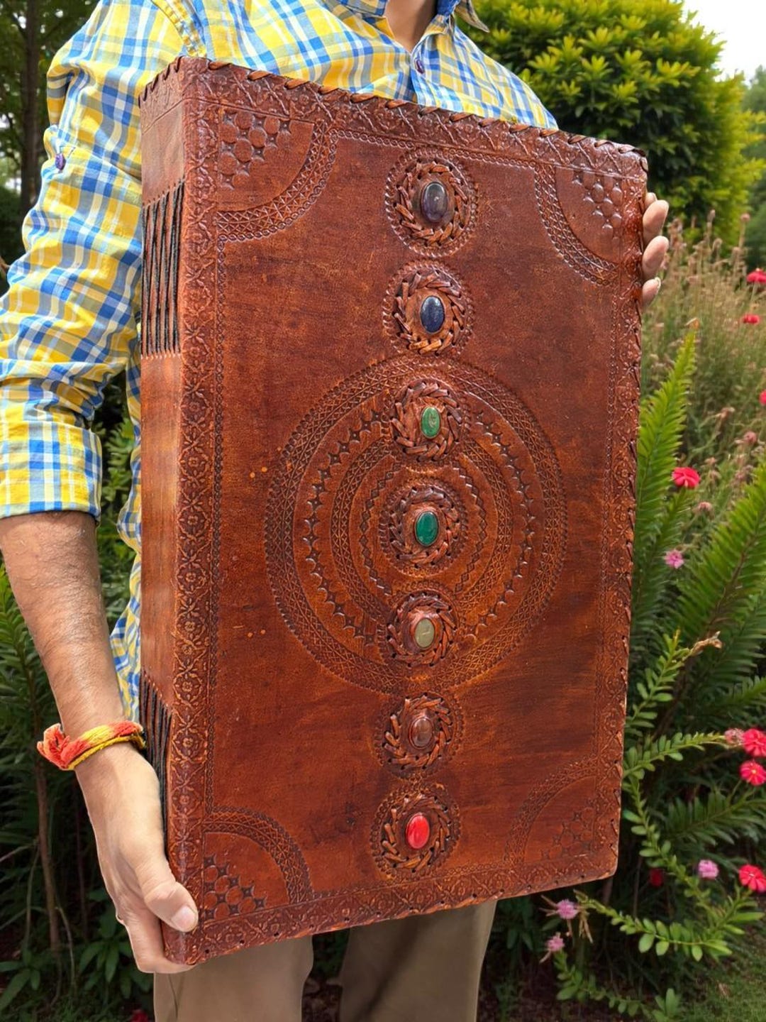 Extra Large Leather Journal 22x14 Seven Stone Book of Shadows Grimoire ...