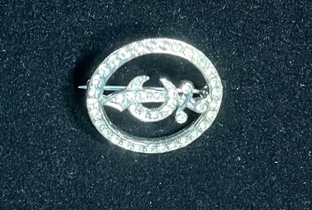 Vintage Mason Rhinestone Moon Sword Signed ORA Pin Brooch Masonic ...