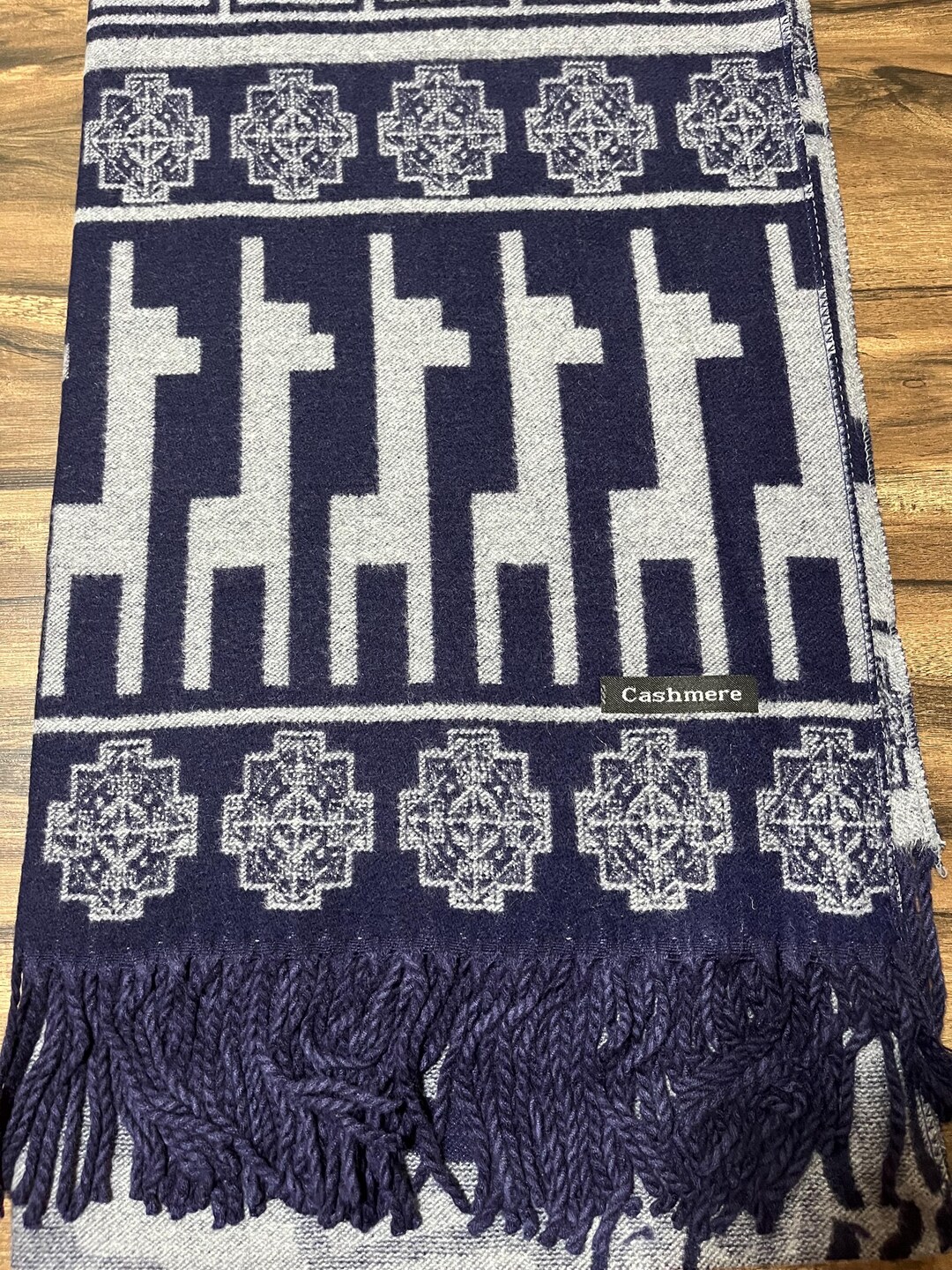 Cashmere Blue Pashmina Scarf/ Poncho With Beautiful Designs Made in ...