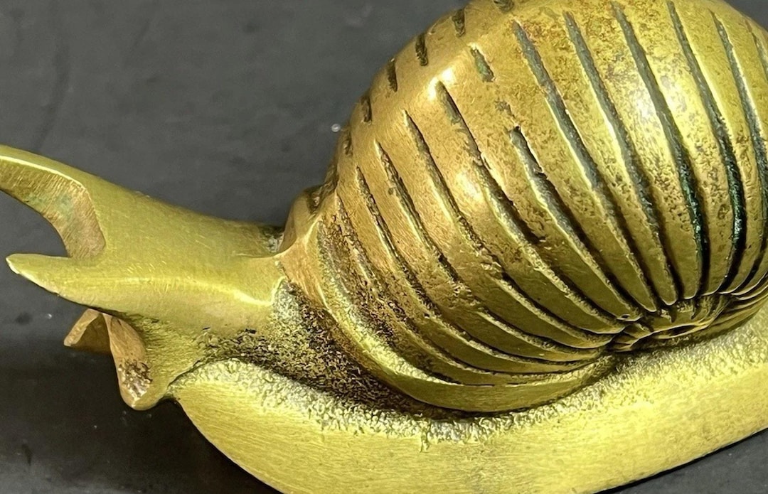 Snail Paperweight Solid Brass Figurine Vintage - Etsy