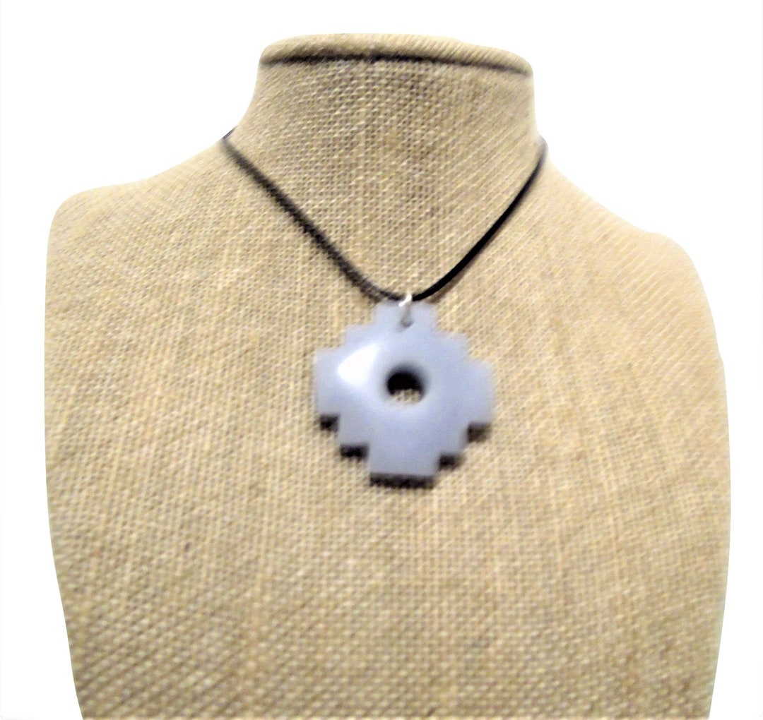Angelite Semiprecious Stone Chakana Inca Cross Necklace From Peru - Etsy