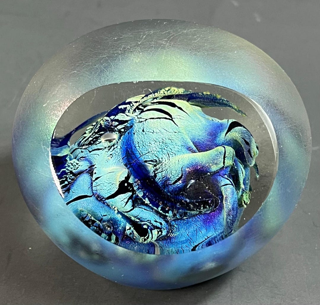 1989 Mark Wells Art Glass Paperweight Vintage - Etsy