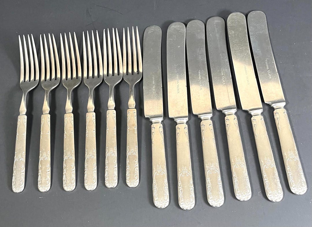 Panama Silver Flatware 12 Pieces Vintage Forks & Knives Silverware - Etsy