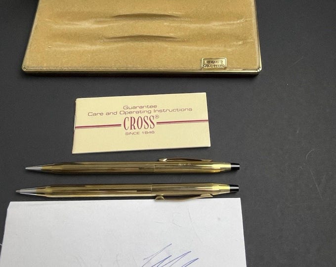 Cross 10K Gold Filled Pen & Pencil Set With Box and Brochure – Engraved ...
