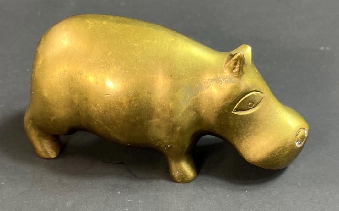 Vintage Brass Hippo Figure/sculpture Decorative Paperweight, Solid ...